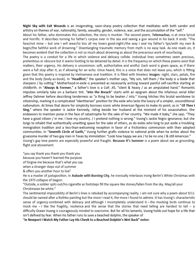 Themes of Exile in Vuong's Poetry | PDF
