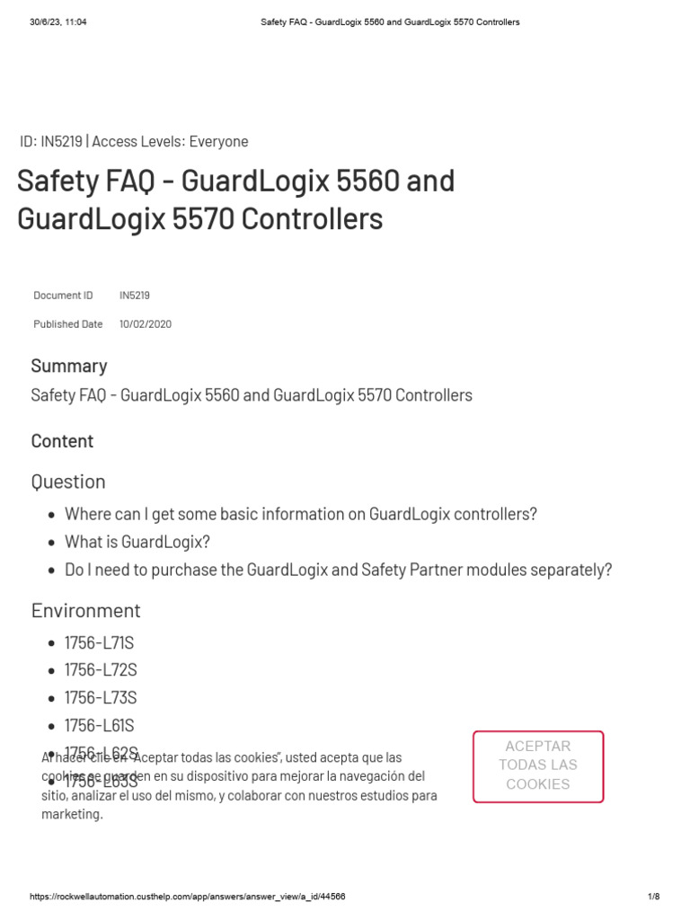 Safety FAQ - GuardLogix 5560 and GuardLogix 5570 Controllers | PDF ...