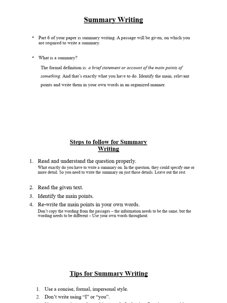 Summary Writing Pdf
