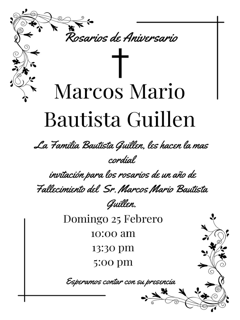 Invitación Misa de Novenario Elegante Blanco y Negro - 20240219 ...