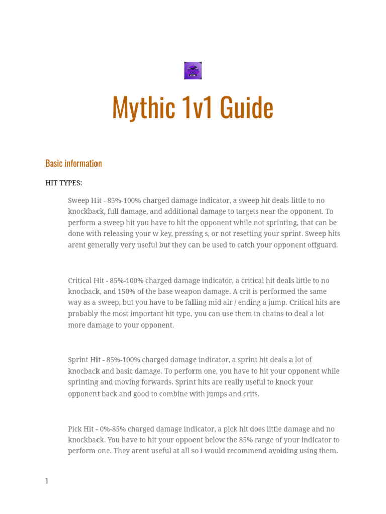 Mythic 1v1 Guide | PDF
