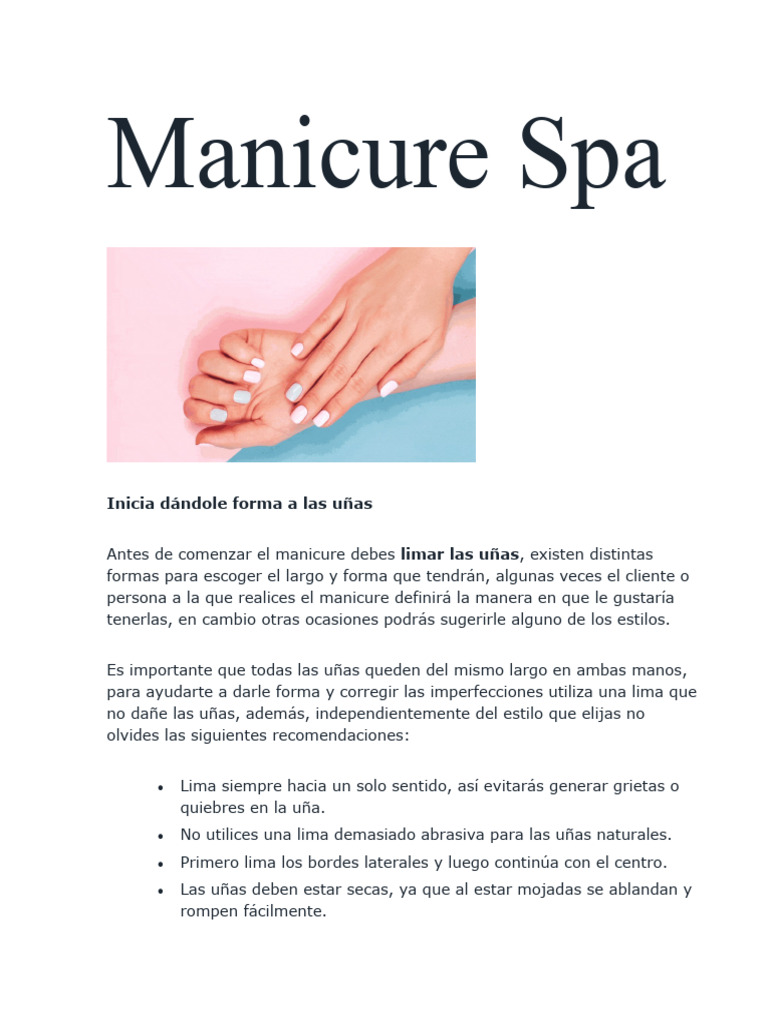 Manicure Spa | PDF | Clavo (anatomía) | Sistema tegumentario