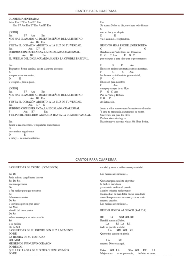 Cantos Cuaresma 2022 | PDF
