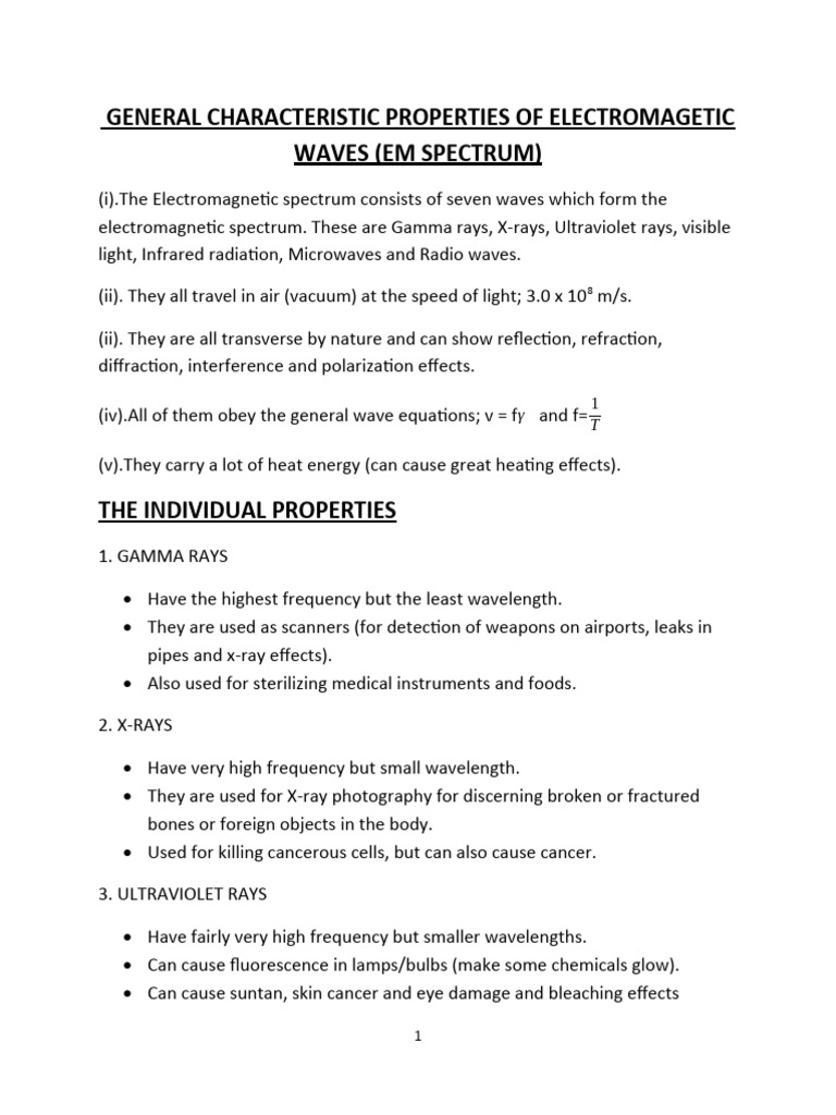 Em Waves | PDF | Electromagnetic Radiation | Electromagnetic Spectrum