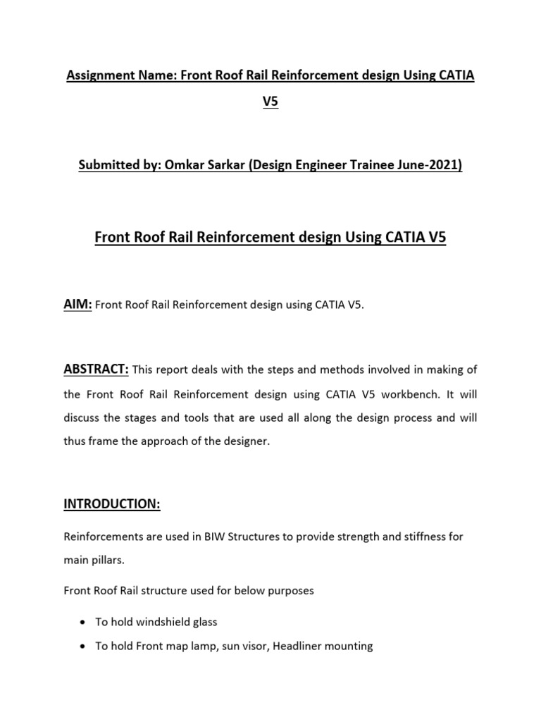 Front Roof Rail Reinforcement Design | PDF