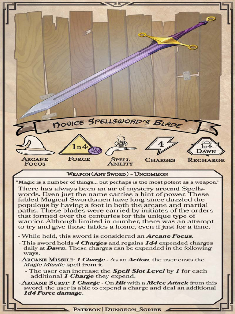 Novice Spellswords Blade One Sided | PDF