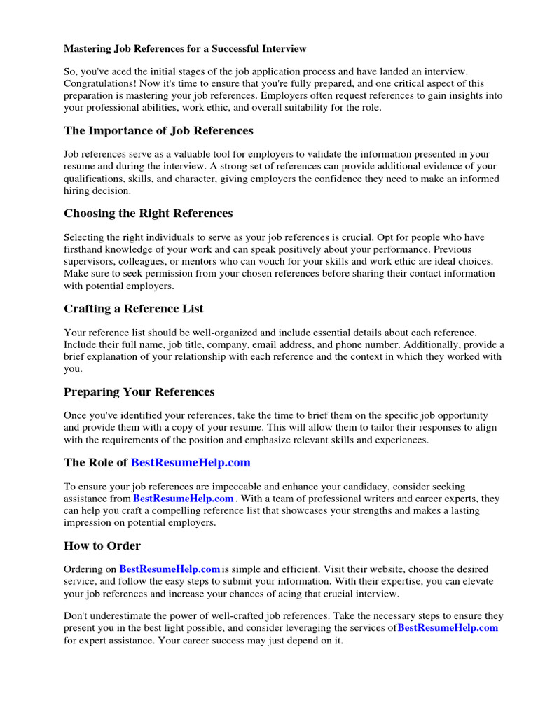 Job References Interview | PDF | Résumé