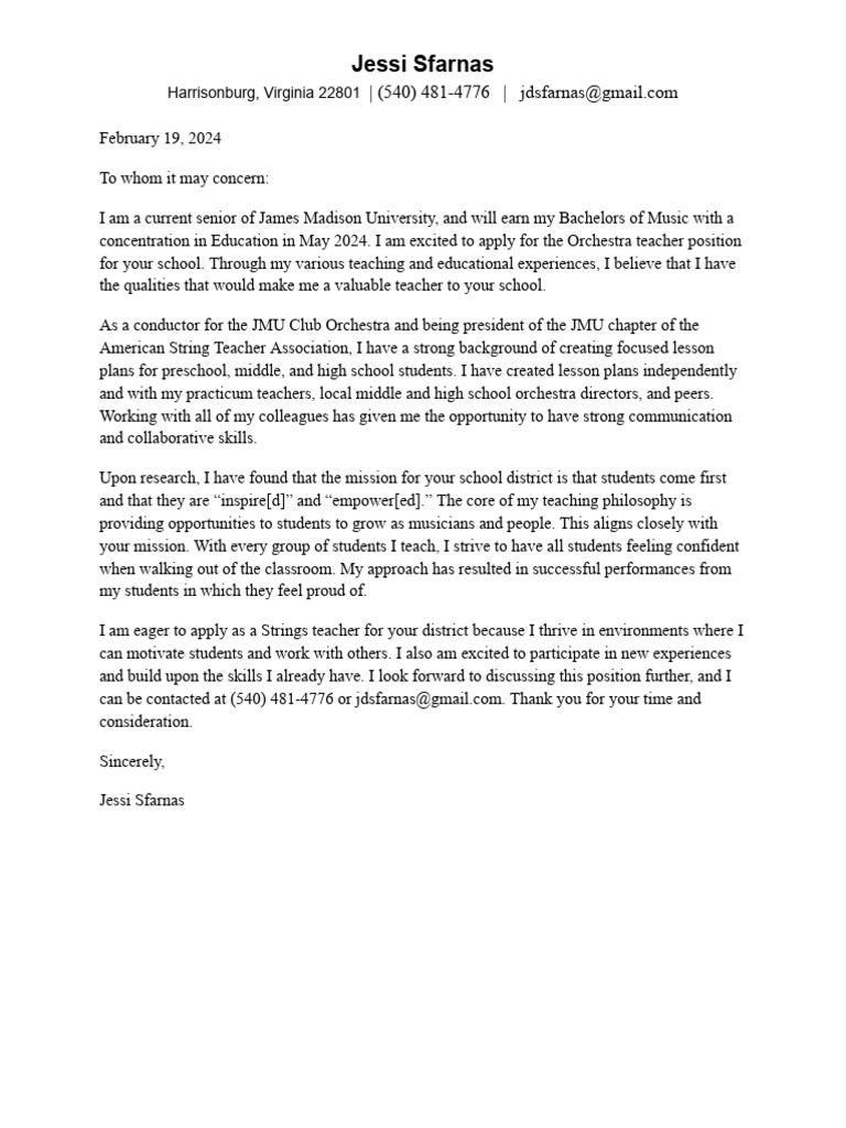 Cover Letter For Portfolio | PDF