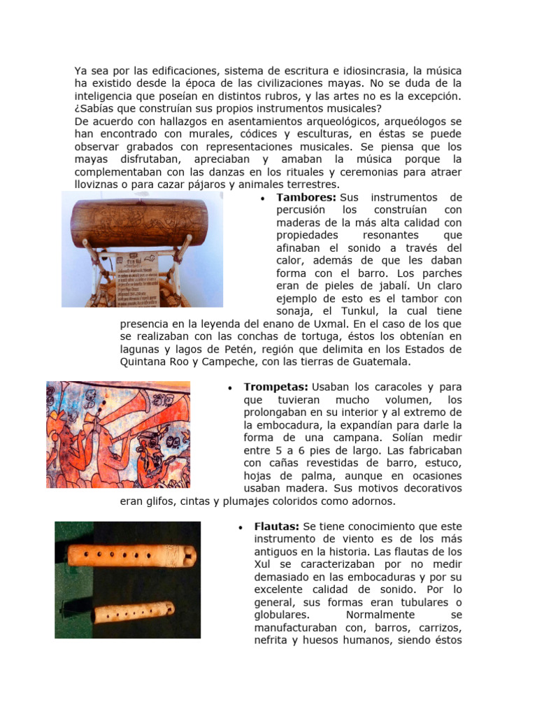 5 Instrumentos Mayas | PDF | Instrumentos musicales | Civilización maya