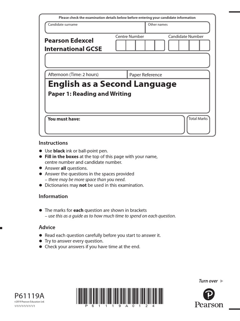 English As A Second Language: Pearson Edexcel International GCSE ...