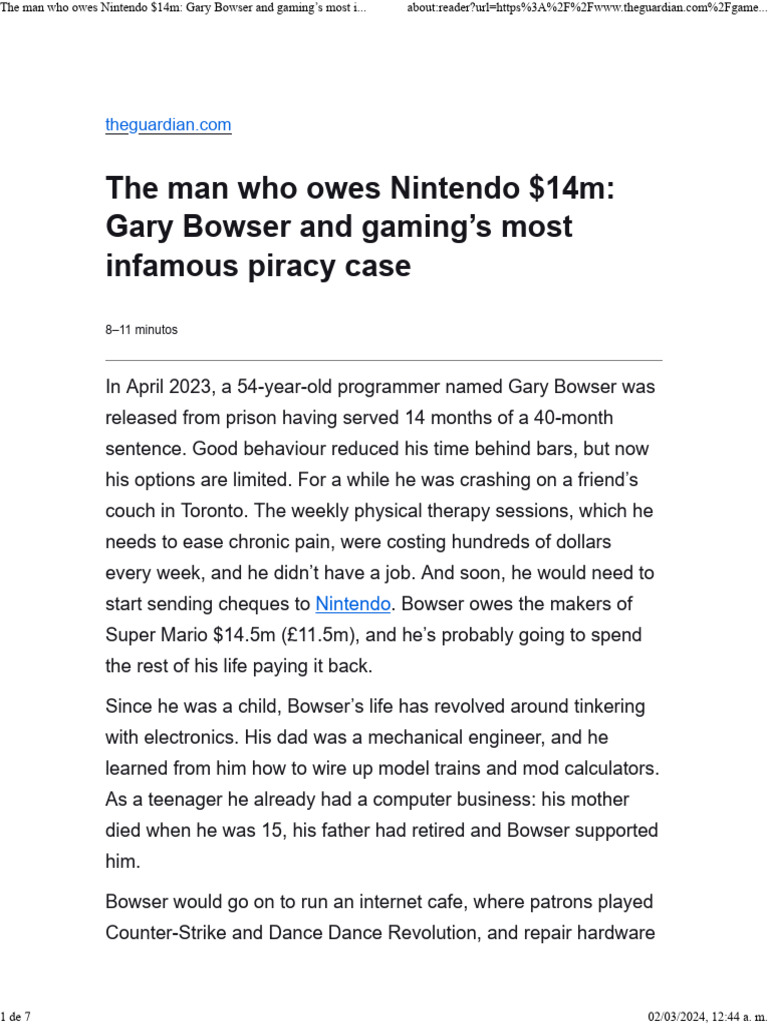 Gary Bowser: Nintendo's $14M Piracy Case | PDF | Nintendo