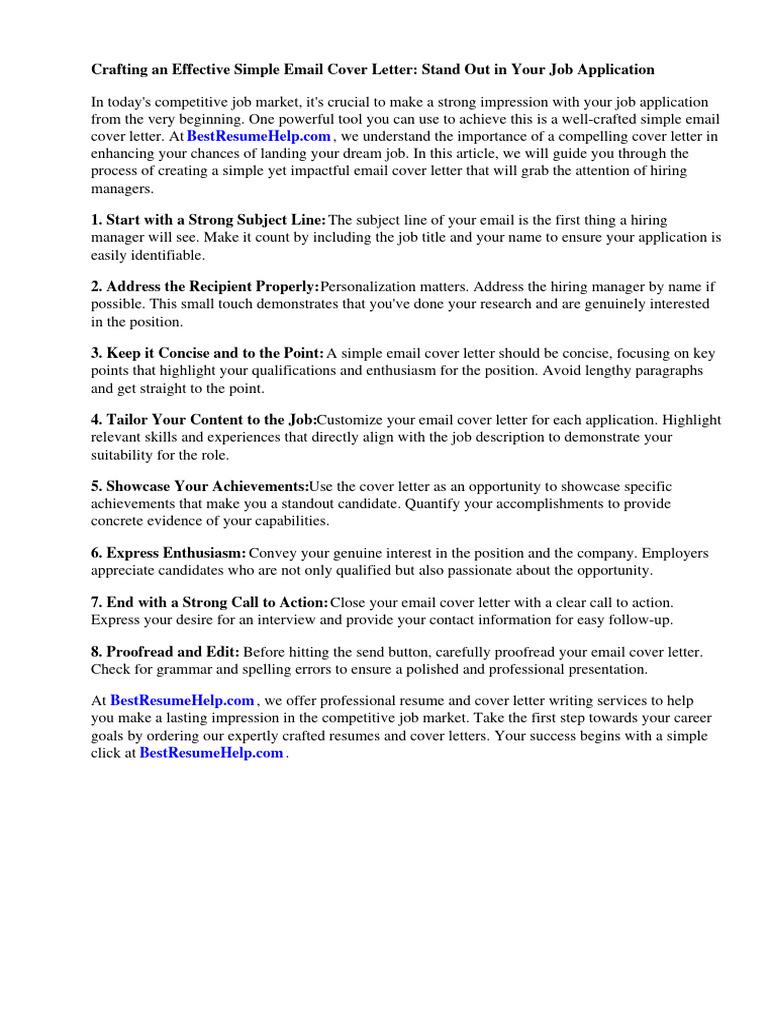 Job Seekers: Email Cover Letter Tips | PDF | Career & Growth