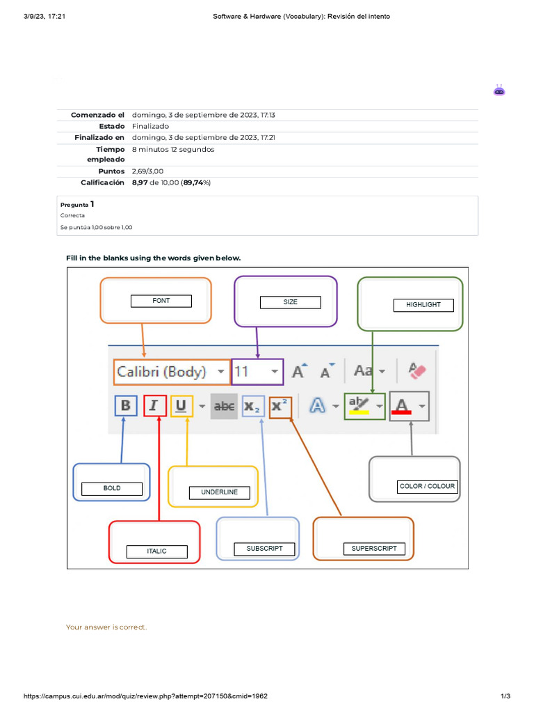 Software & Hardware (Vocabulary) - Revisión Del Intento | PDF | Printer (Computing) | Laptop