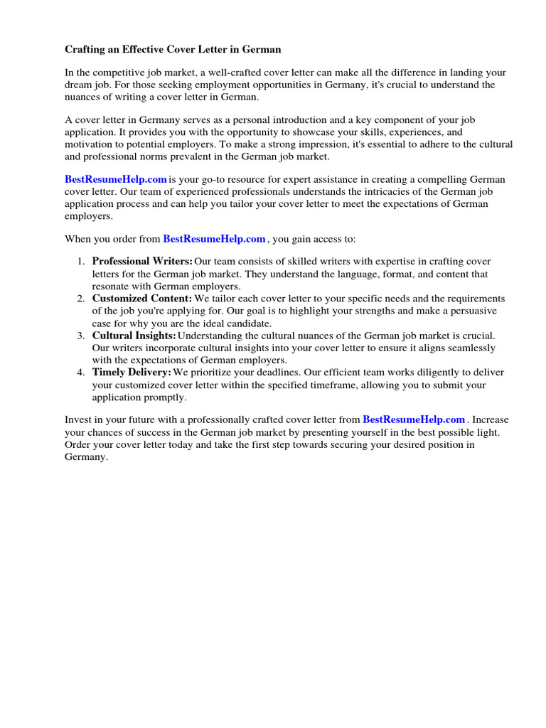 Cover Letter German Sample | PDF | Résumé