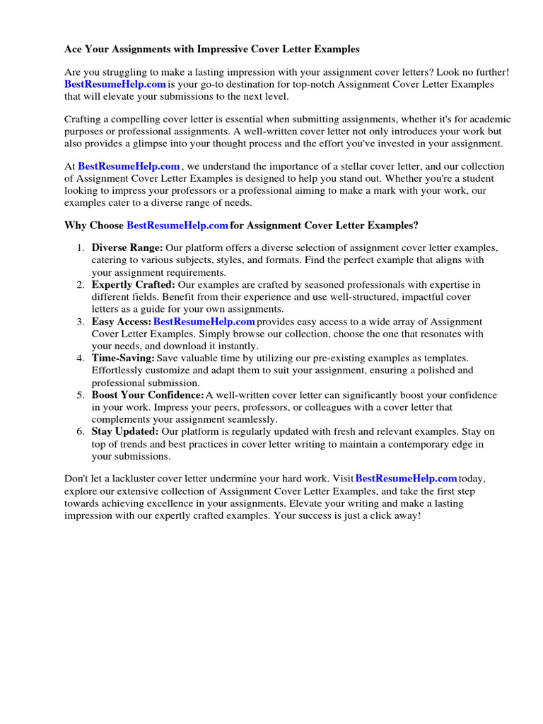 Assignment Cover Letter Examples | PDF