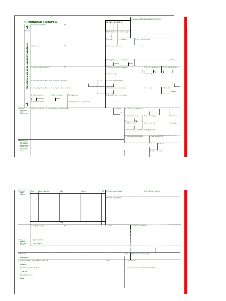 Plantilla DUA de Exportación Rellenable | PDF | aduana