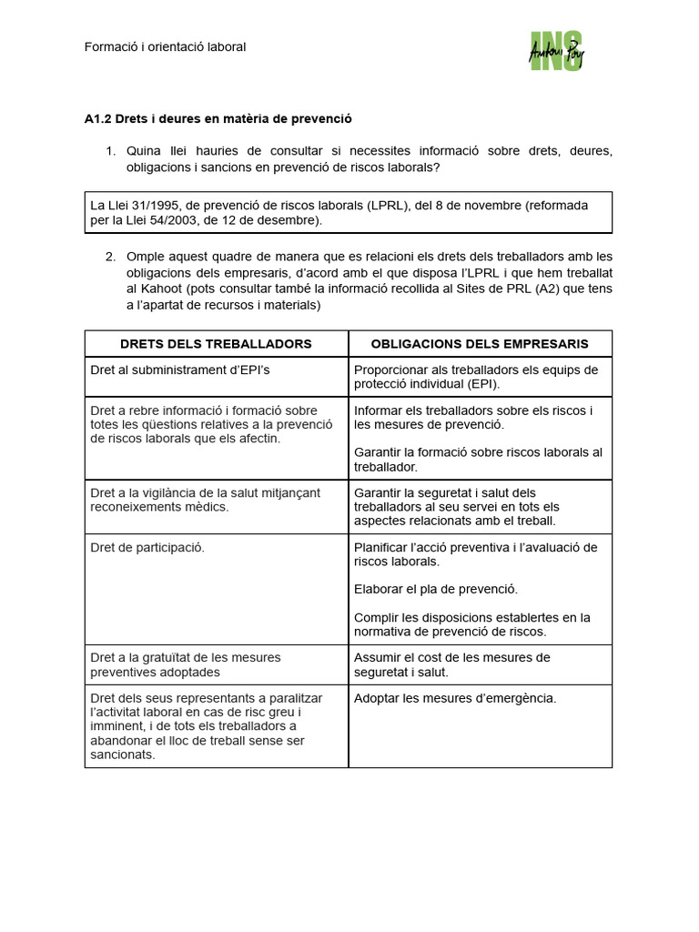 Míriam Gasa Felip - A1.2 - Drets I Deures | PDF