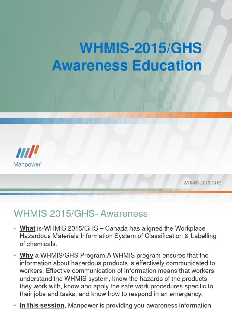 WHMIS 2015 GHS Training English 2018 | PDF | Working Conditions | Workplace