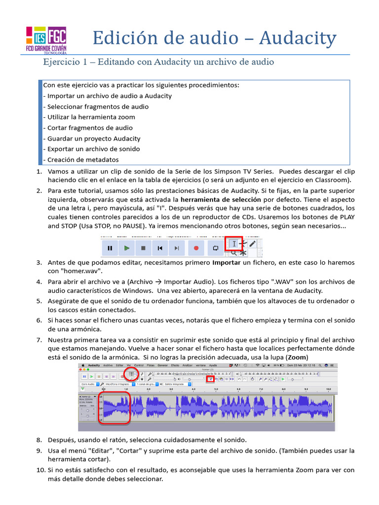 Tutorial Básico de Audacity | PDF | Mp3 | Archivo de computadora