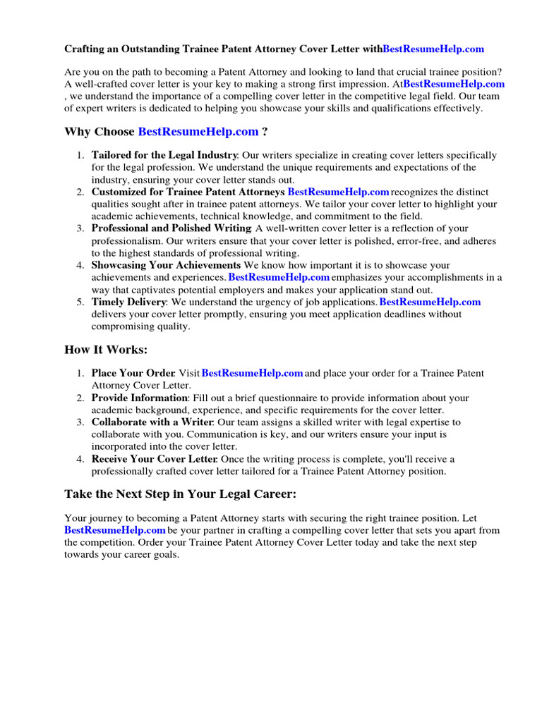 Trainee Patent Attorney Cover Letter Example | PDF | Patent | Résumé