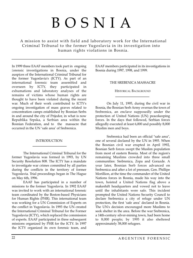Forensic Investigations of Srebrenica Massacre | PDF | Bosnian War ...