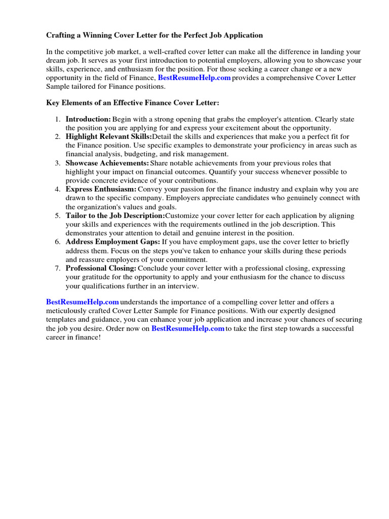 Cover Letter Sample For Fresh Graduate Finance | PDF | Résumé | Recruitment