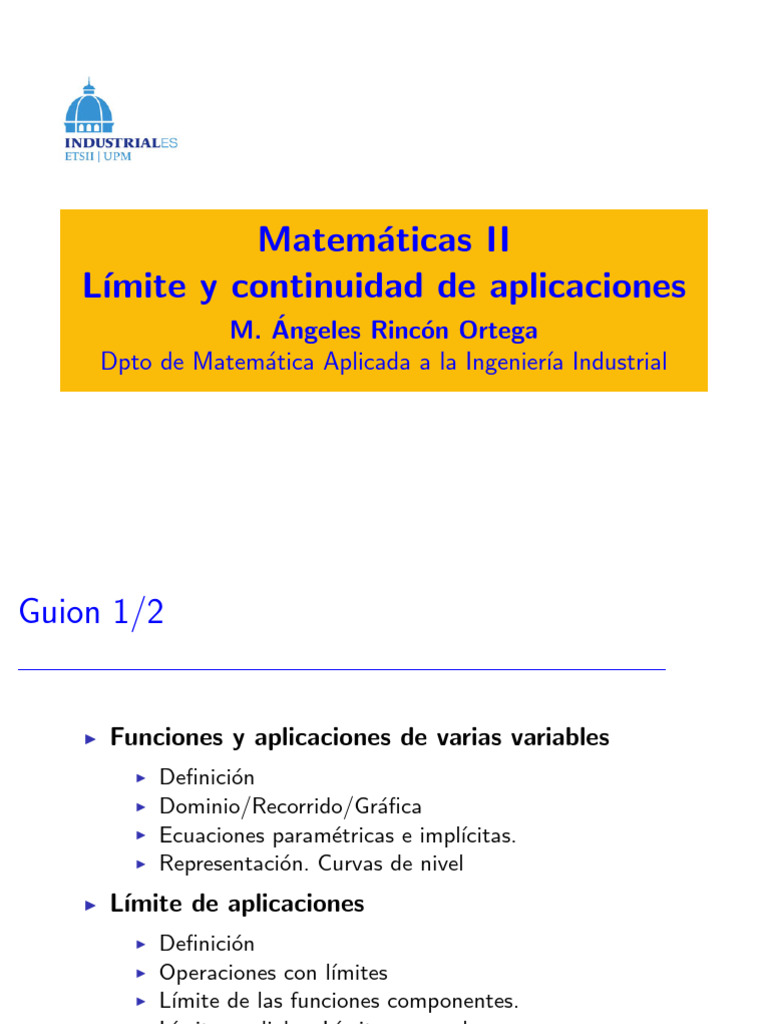 Límites y Continuidad en Funciones Multivariables | PDF | Curva ...