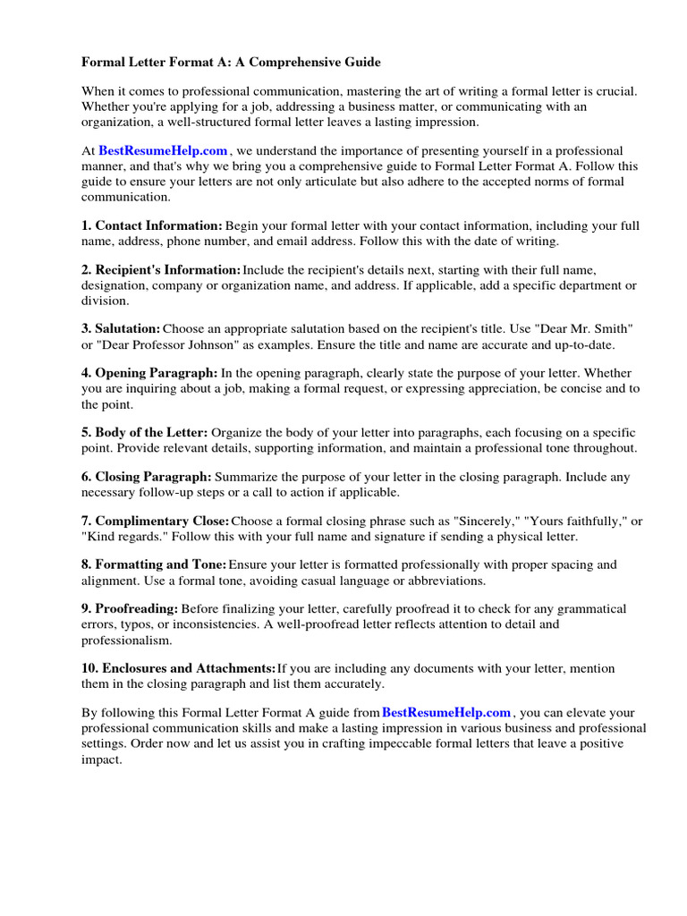 Formal Letter Format Asking For Information | PDF | Communication ...