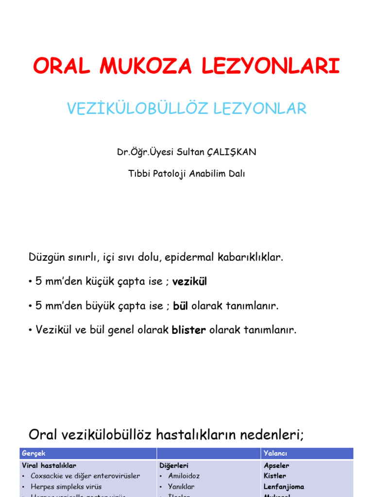 DHF - 303 - F-9 Oral Mukoza Lezyonları (Vezikülobüllöz Lezyonlar) 3 | PDF