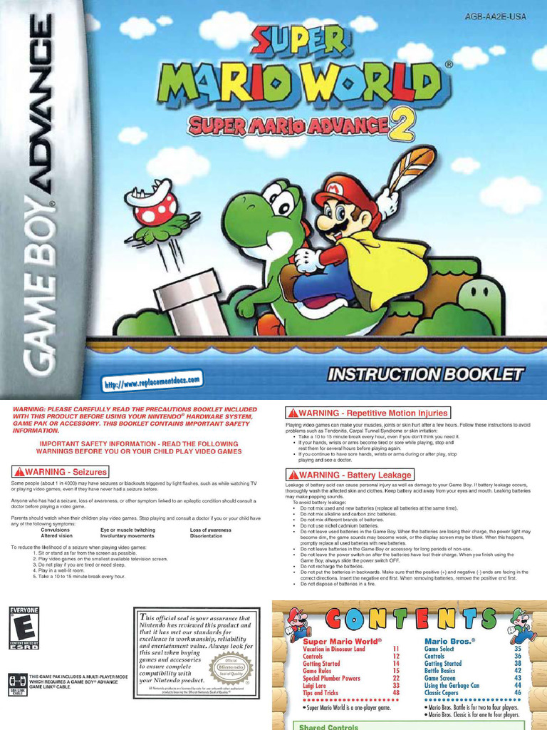 Super Mario Advance 2 Super Mario World Game Manual | PDF