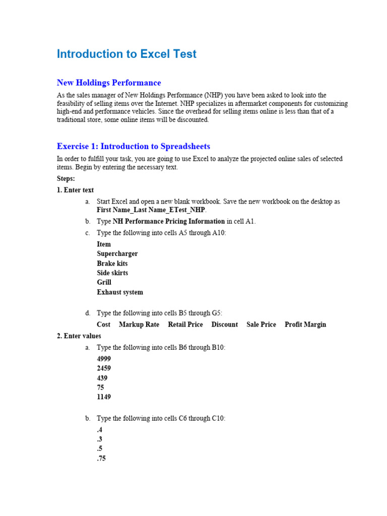 Excel Test Script | PDF | Microsoft Excel | Spreadsheet