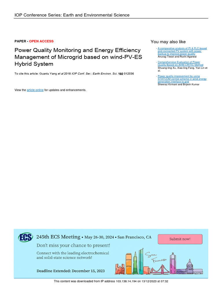 Power Quality in Wind-PV Microgrids | PDF