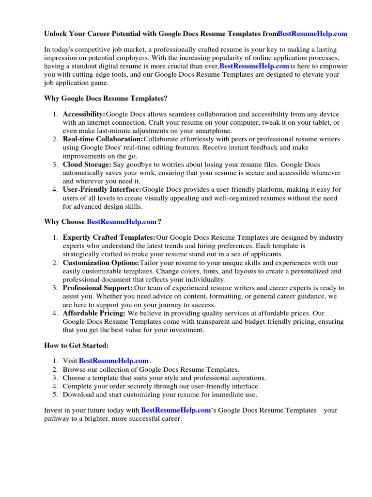 Google Docs Resume Template | PDF | Résumé | Computing