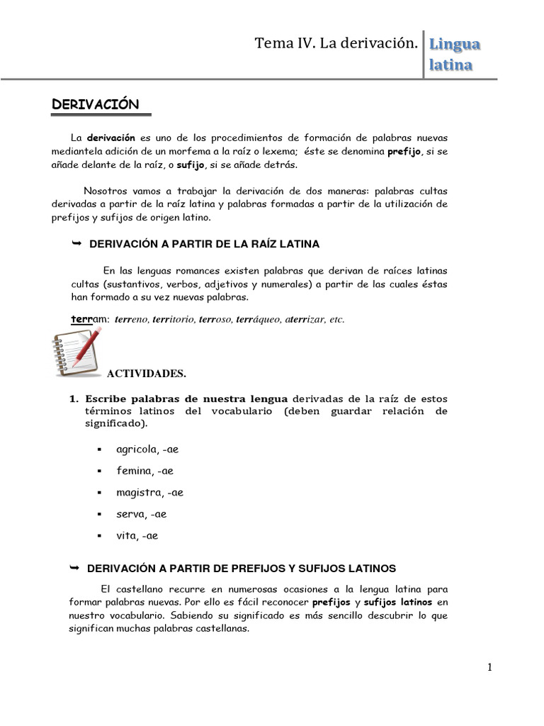 TEMA IV Derivación | PDF | latín | Sintaxis