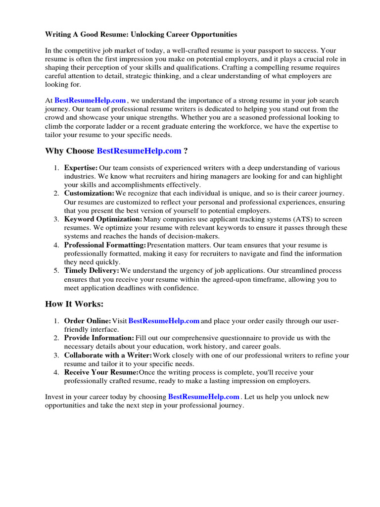 Writing A Good Resume For Graduate School | PDF | Résumé | Postgraduate ...