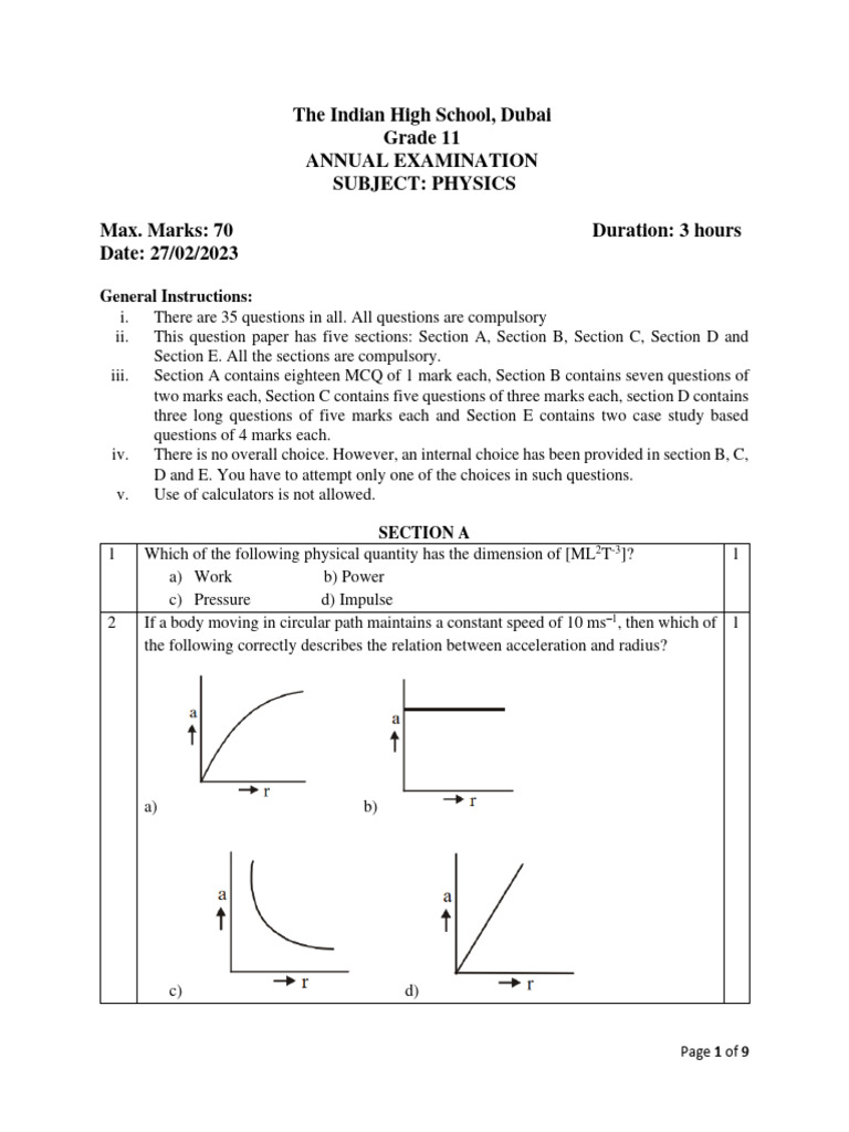QP G11 Phy Ae 2023 | PDF | Acceleration | Velocity
