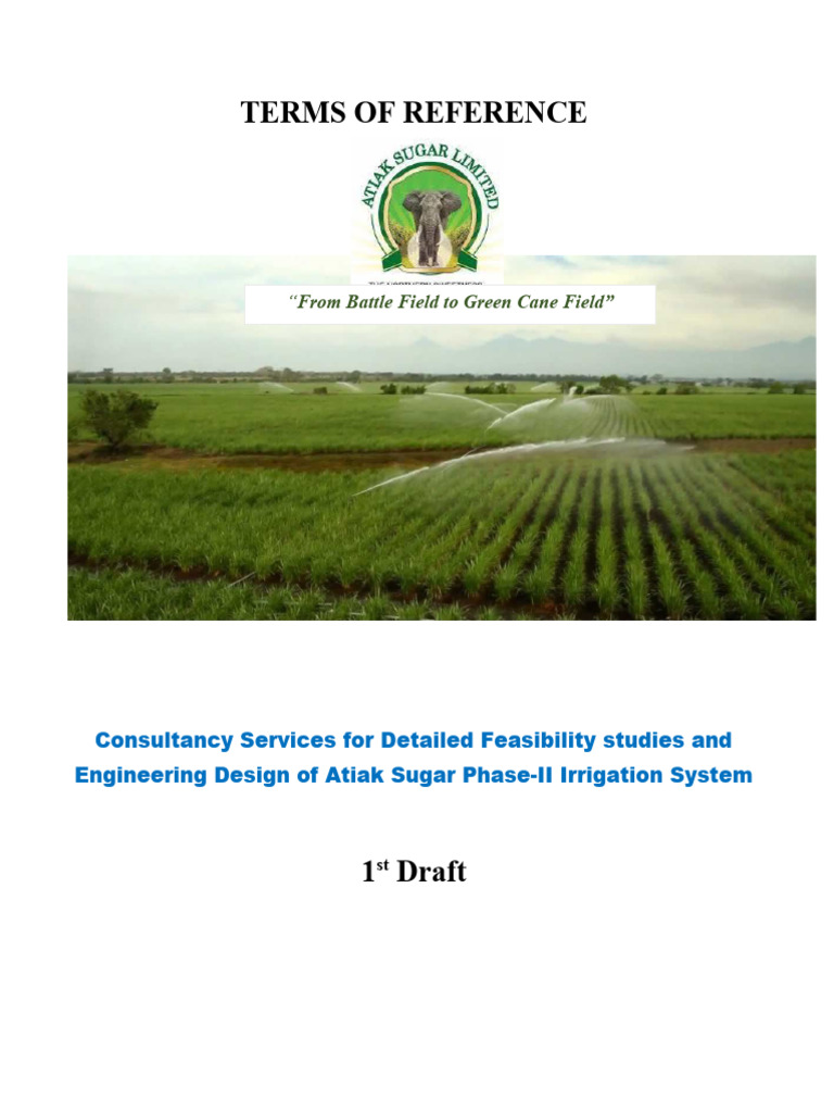Draft TOR - Feasibilty Study & Design of Phase2 at Atiak Sugar - 1st Draft | PDF | Environmental ...