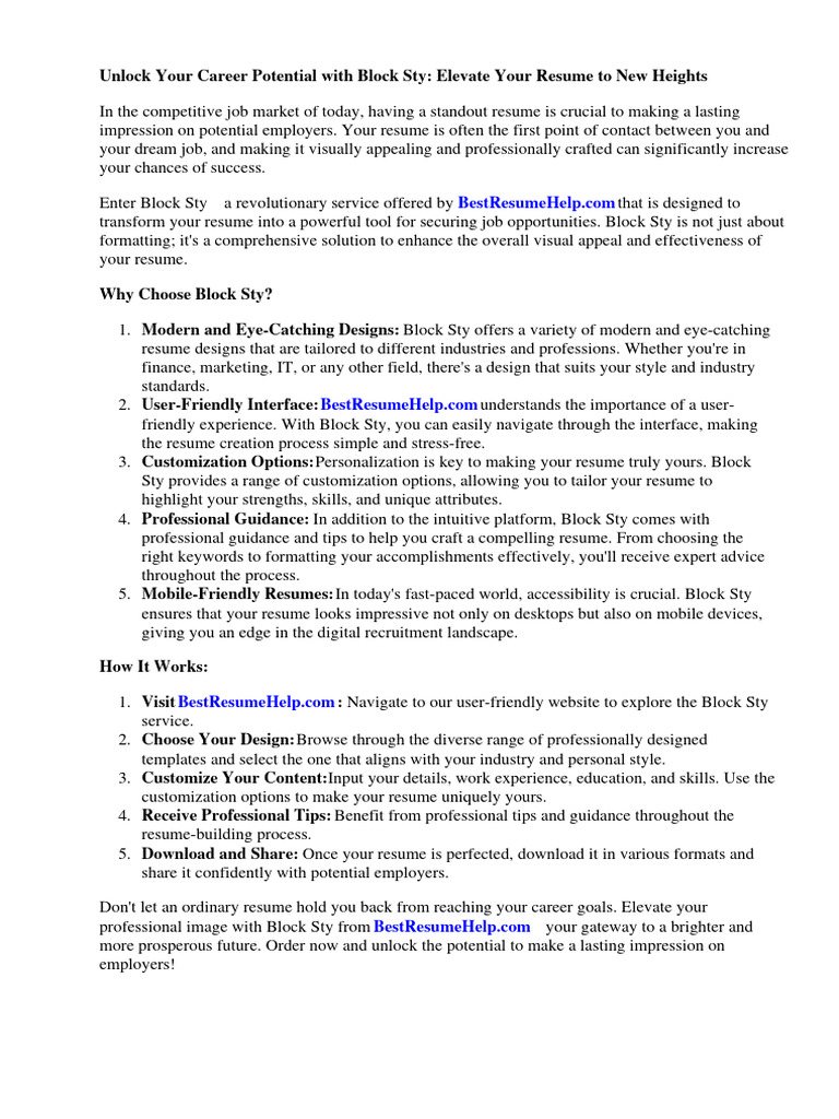 Block Style Cover Letter Sample | PDF | Résumé | Paragraph