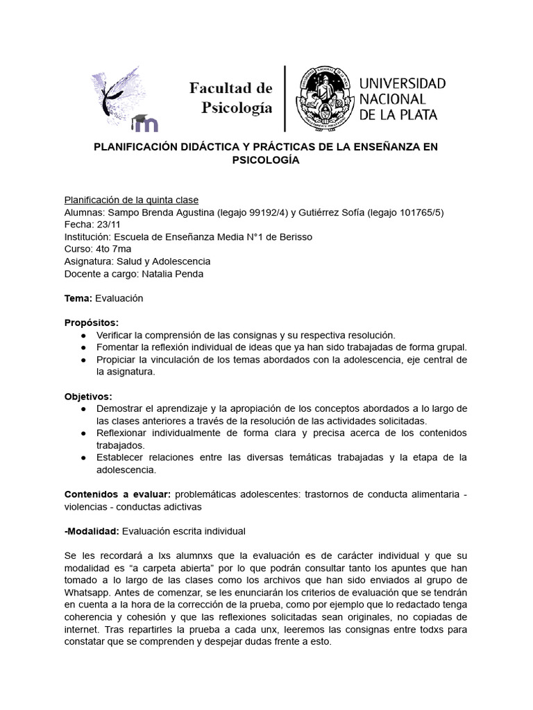 5ta planificación (evaluación) | PDF | Drogas | La dependencia de sustancias