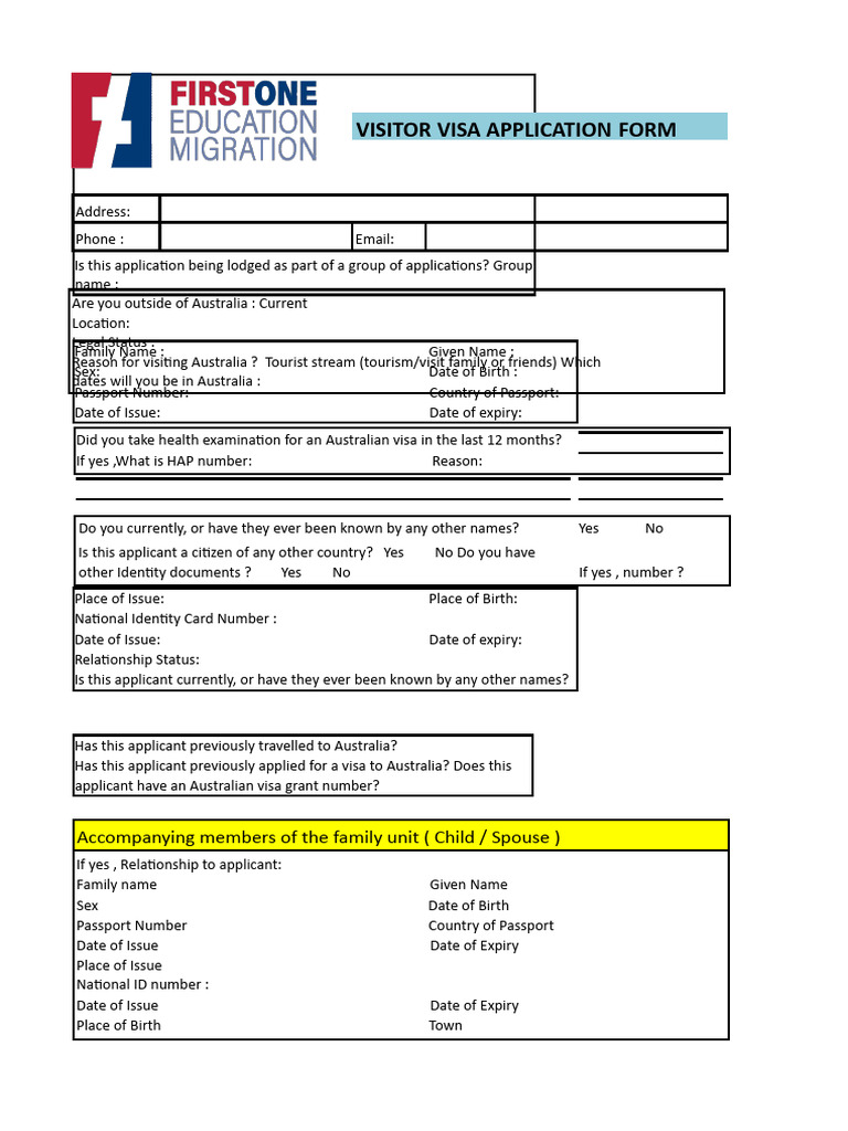 Australian Visitor Visa Application Form | PDF | Travel Visa | Identity ...