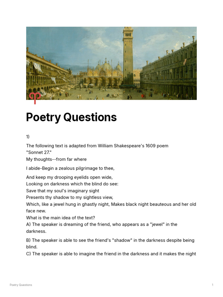 Poetry Questions | PDF | Poetry