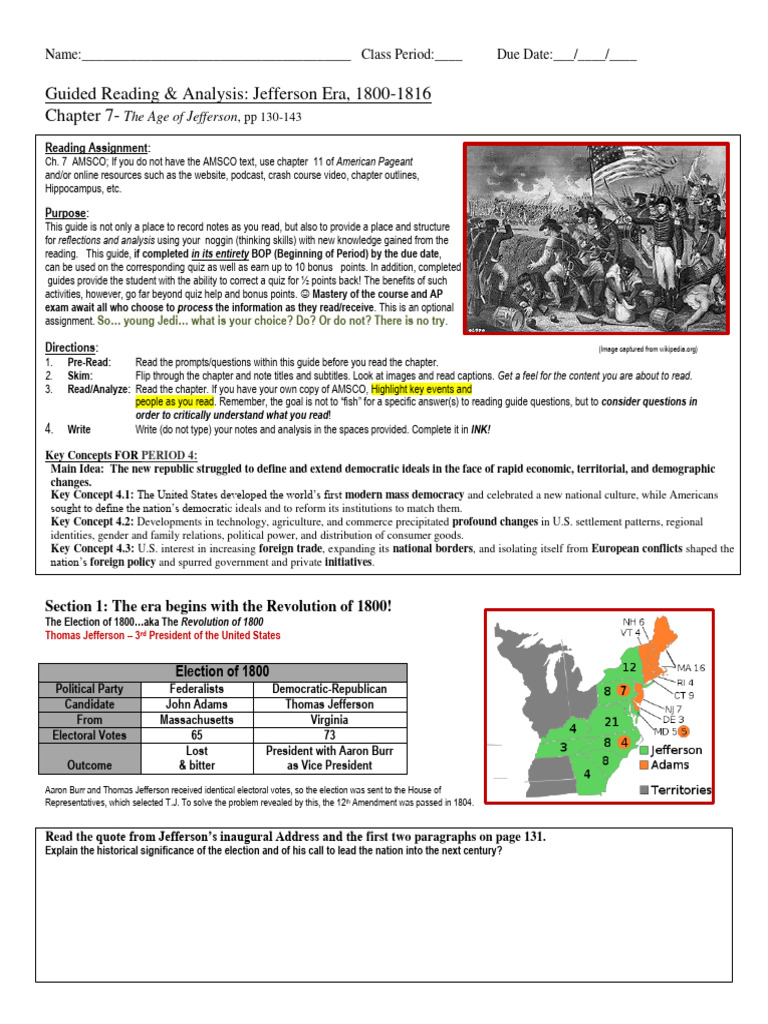 Guided Reading Amsco Chapter 7 | PDF | Thomas Jefferson | Government