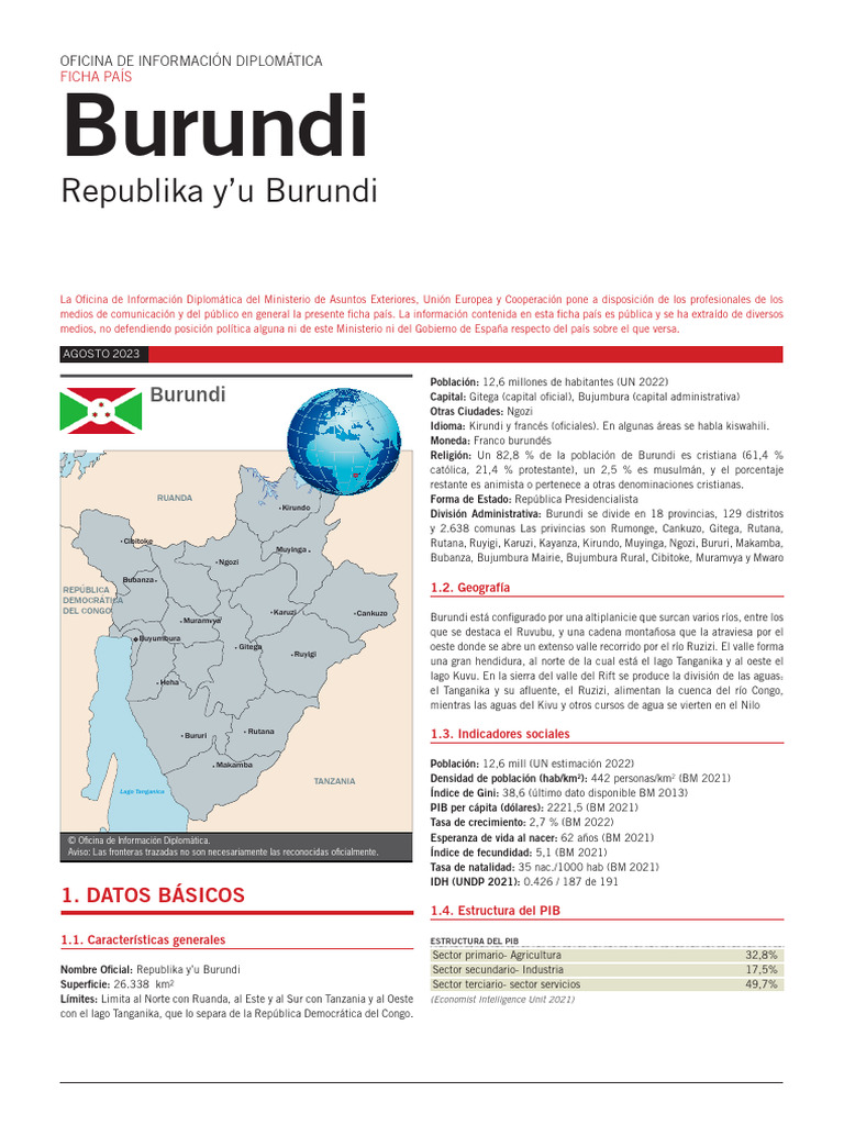 Burundi - Ficha Pais | Descargar gratis PDF | Burundi
