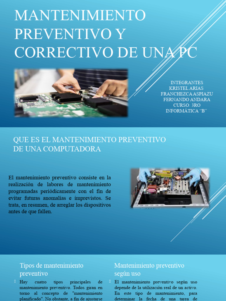 Mantenimiento Preventivo y Correctivo de Una PC Modificado | PDF | Hardware de la computadora ...