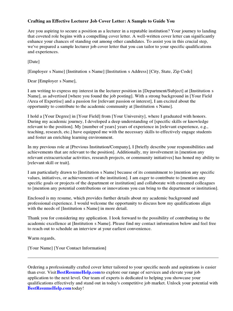 Lecturer Job Cover Letter Sample | PDF | Résumé | Http Cookie