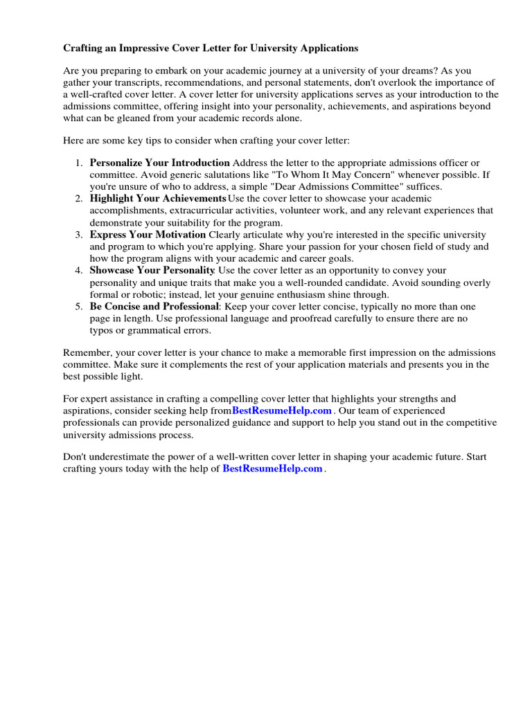 Cover Letter for University Job Application | PDF