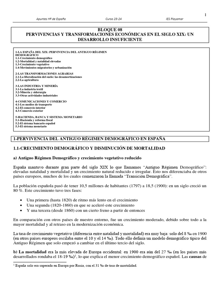 BLOQUE 08 Pervivencias y Transformaciones Econã Micas en El Siglo XIX | PDF | Agricultura ...