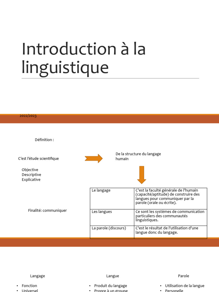 Introduction à La Linguistique | PDF | Phonologie | Linguistique