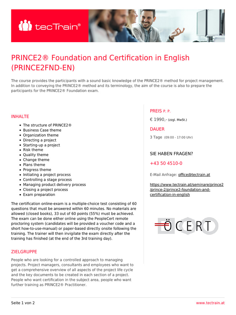 PRINCE2® Foundation and Certification in English | PDF | Tests | Business