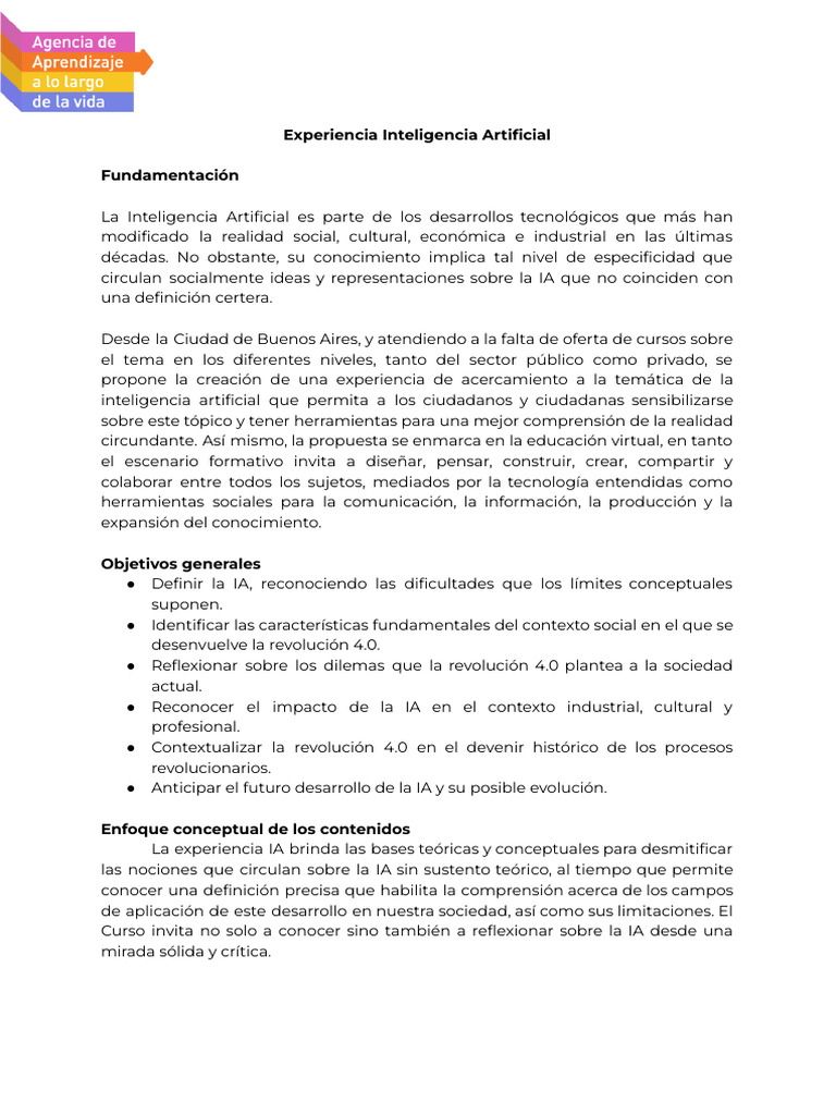 Experiencia IA - Programa | PDF | Inteligencia artificial | Inteligencia (IA) y semántica